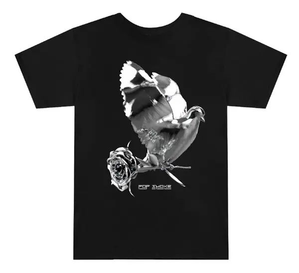 POP SMOKE Dove + Rose T-shirt - Black