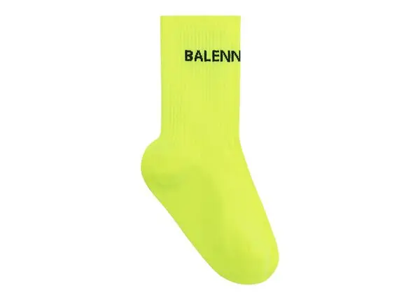 Balenciaga Logo Socks - Neon Yellow/black