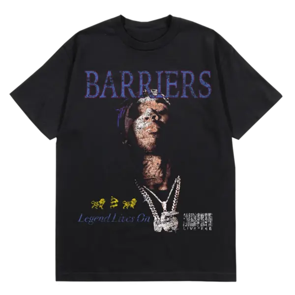 POP SMOKE Barriers Legend Lives On T-shirt - Black
