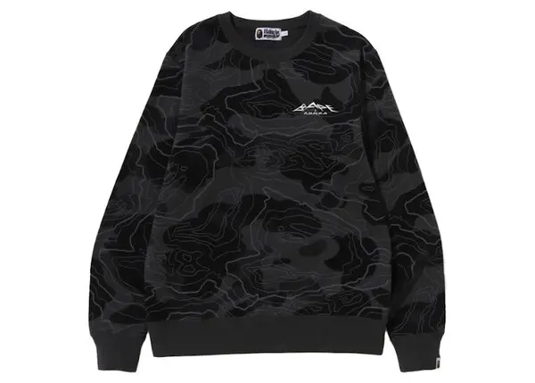 A BATHING APE Layered Line Camo Crewneck Sweatshirt - Black