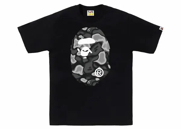A BATHING APE Liquid Camo Big Ape Head Tee Shirt - Black