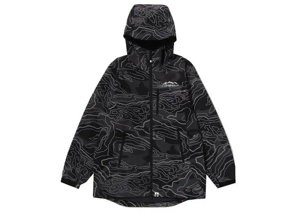 A BATHING APE Layered Line Camo Shell Jacket - Black