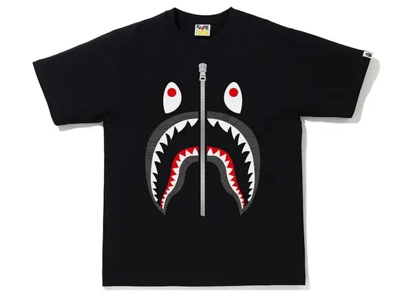 A BATHING APE Line 1st Camo Shark Tee Shirt - Black