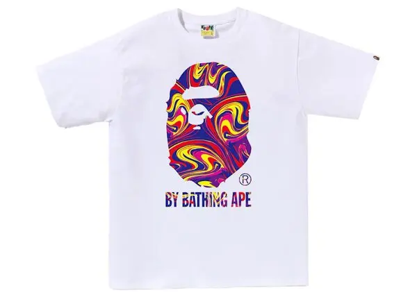 A BATHING APE Marbling Bathing Ape Tee Shirt - White