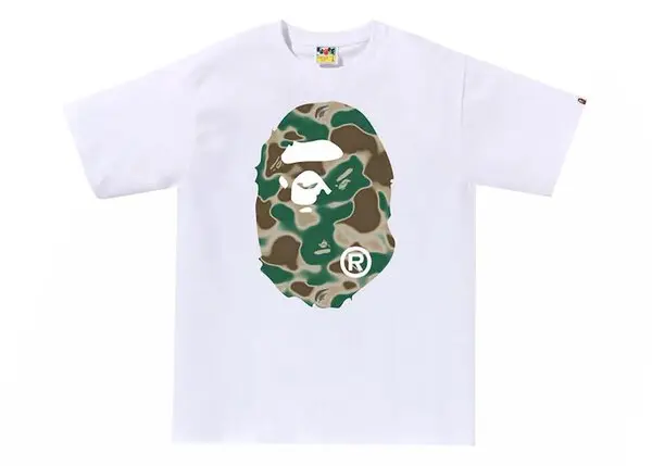 A BATHING APE Liquid Camo Big Ape Head Tee Shirt - White