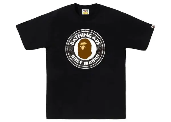 A BATHING APE Layered Line Camo Busy Works Tee Shirt - Black