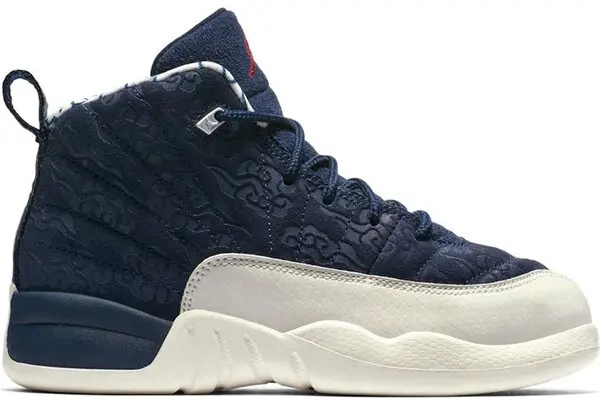 JORDAN 12 Retro International Flight Sneakers - College Navy Blue/university Red/sail