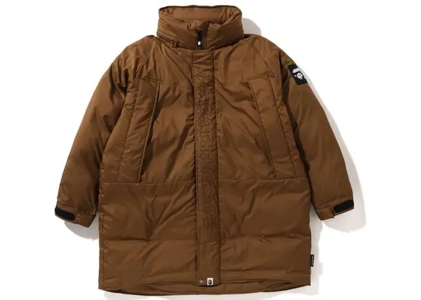 A BATHING APE Long Relaxed Fit Down Jacket - Beige
