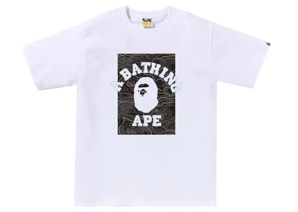 A BATHING APE Layered Line Camo On College Tee Shirt