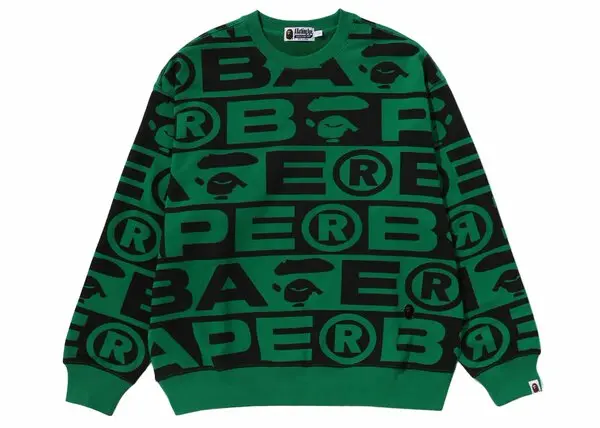 A BATHING APE Lux Sport Pattern Oversized Crewneck Sweatshirt - Green