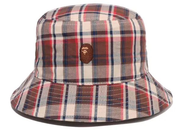 A BATHING APE Mini Check Bucket Hat - Red