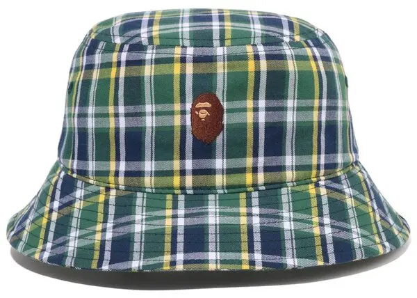 A BATHING APE Mini Check Bucket Hat - Green