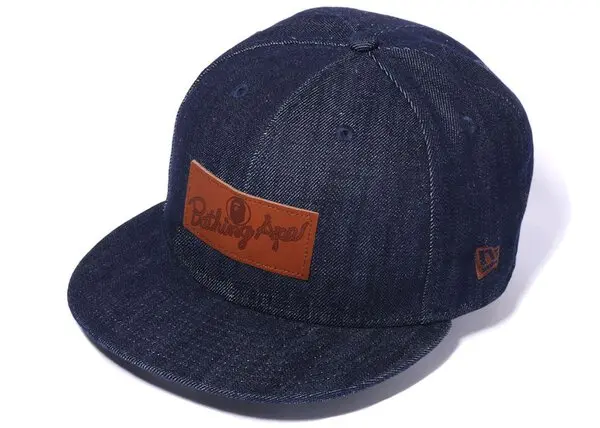 A BATHING APE Leather Patch 9fifty New Era Cap - Indigo