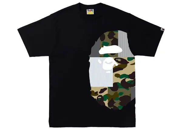 A BATHING APE Military Crazy Side Big Ape Head Tee Shirt - Black