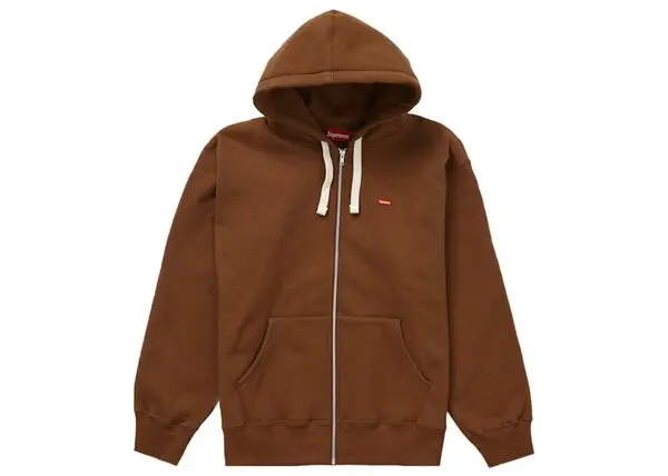 Supreme Small Box Drawcord Zip Up Hooded Sweatshirt - Brown