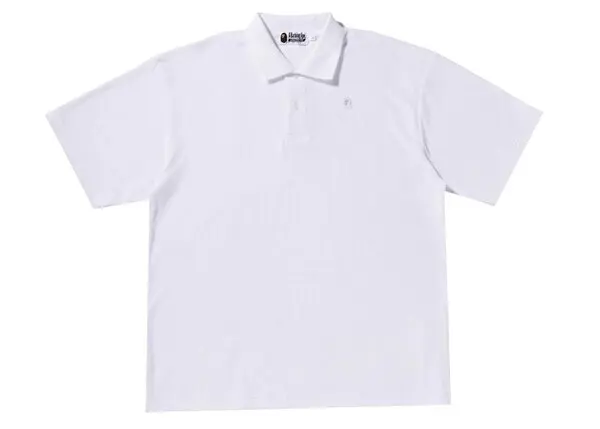 A BATHING APE Ape Head Towelling Relaxed Fit Polo Shirt - White