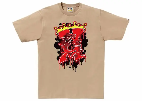 A BATHING APE Graffiti Wgm Tee Shirt - Beige