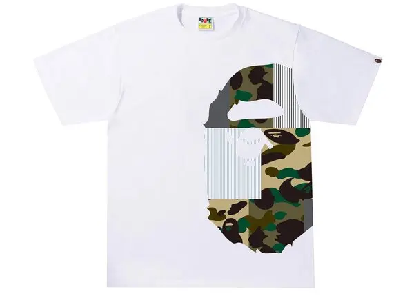 A BATHING APE Military Crazy Side Big Ape Head Tee Shirt - White