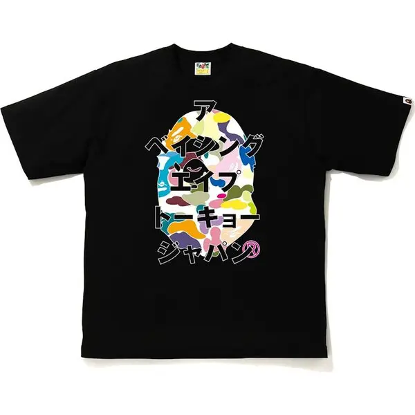 A BATHING APE Camo Katakana Rlx Tee Shirt - Black