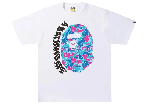 A BATHING APE Marble Camo Ape Head Tee Shirt - White