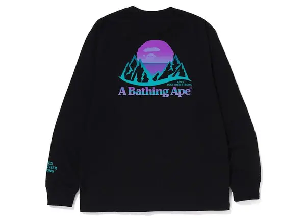 A BATHING APE Mountain Long Sleeve Tee Shirt - Black