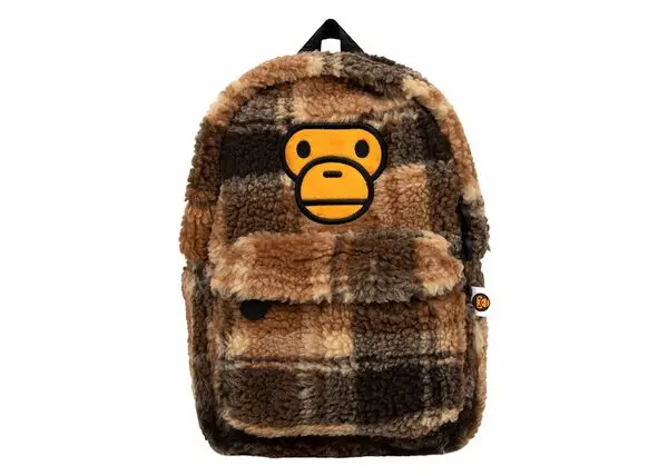 A BATHING APE Baby Milo Mini Fur Checkered Backpack - Multicolor