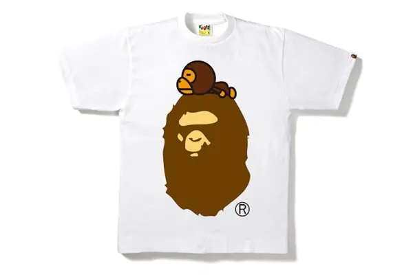 A BATHING APE Milo On Big Ape Tee Shirt - White
