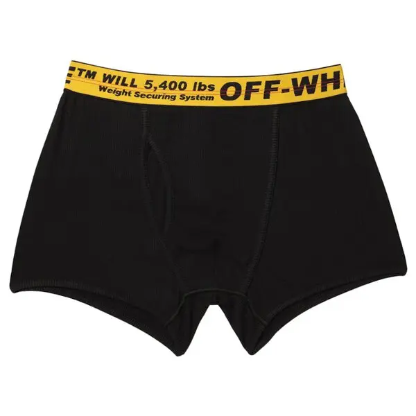 Off-White Single Pack Stretch Cotton Boxer Briefs - Black/yellow