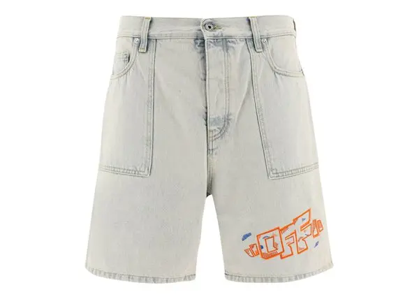 Off-White Utility Embroidered Logo Denim Shorts