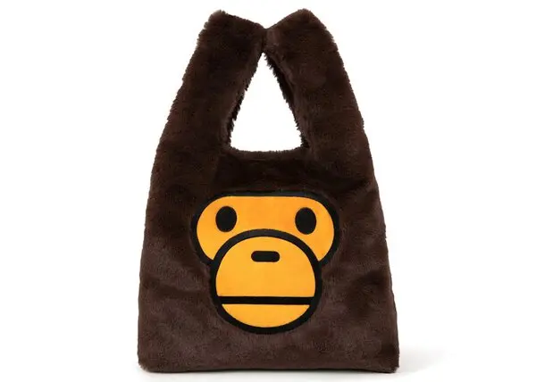 A BATHING APE Baby Milo Fur Tote - Brown
