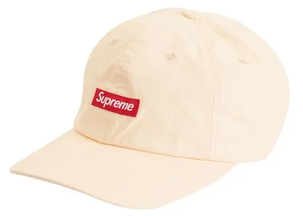 Supreme Small Box Coated Linen 6-panel Cap - Natural