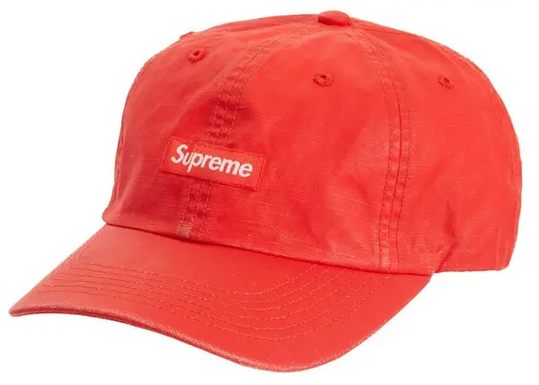 Supreme Small Box Coated Linen 6-panel Cap - Red