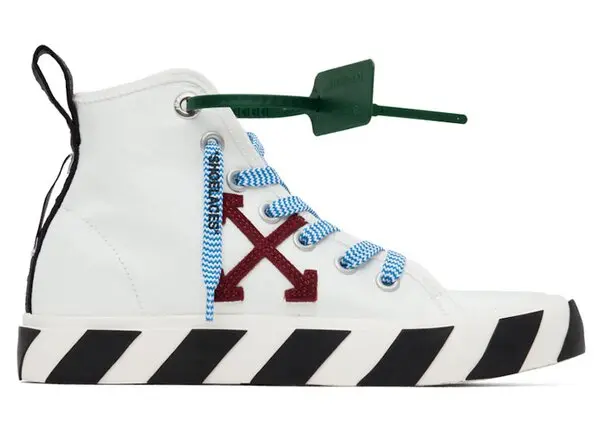 Off-White Vulcanized Mid-top Sneakers - White/burgundy