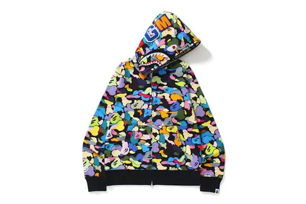 A BATHING APE Camo Shark Full-zip Hoodie - Black