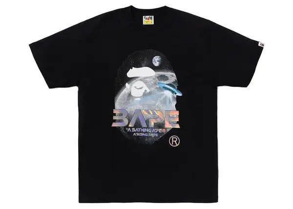 A BATHING APE Moon Photo Ape Head Tee Shirt - Black