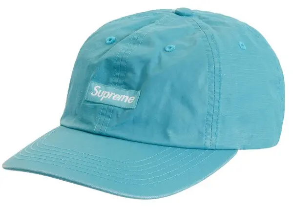 Supreme Small Box Coated Linen 6-panel Cap - Teal