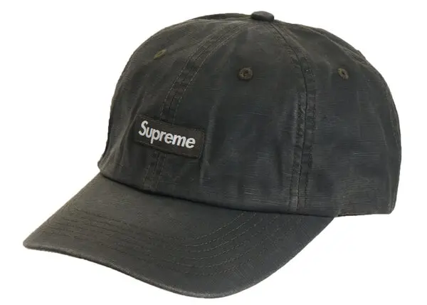 Supreme Small Box Coated Linen 6-panel Cap - Black