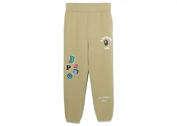 A BATHING APE Fonts Sweatpants - Beige
