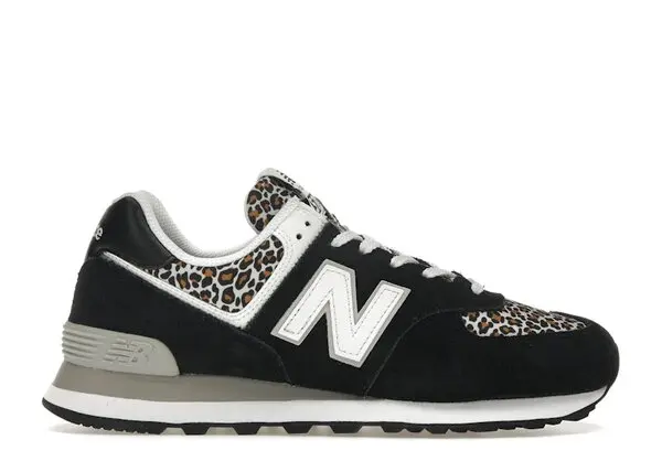NEW BALANCE 574 Leopard Print Sneakers - Black/beige