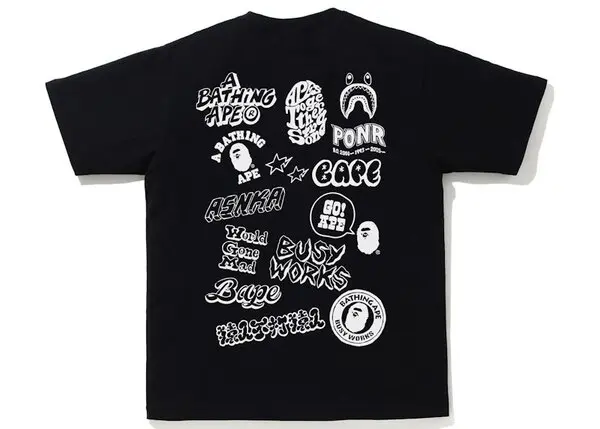A BATHING APE Bicolor Graffiti Tee Shirt - Black