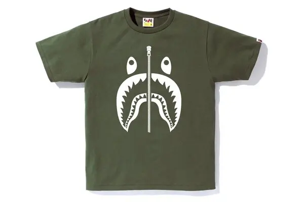 A BATHING APE Bicolor Shark Tee Shirt - Olive Drab