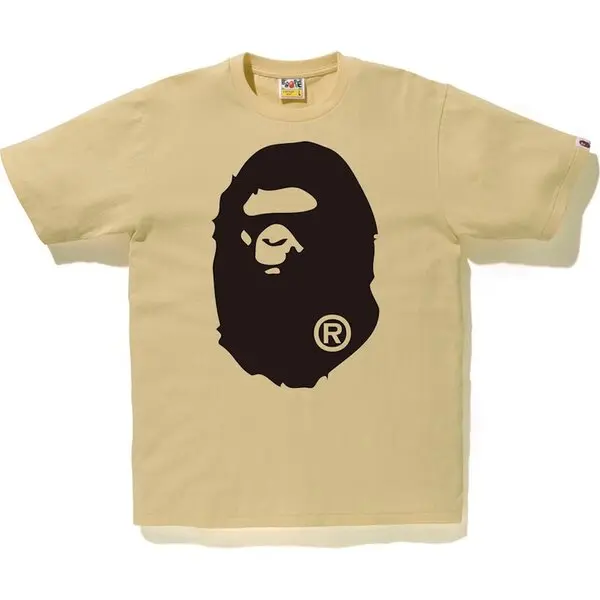 A BATHING APE Bicolor Big Ape Head Tee Shirt - Beige