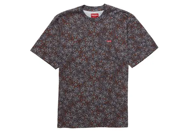 Supreme Small Box Tee Shirt - Navy Blue Floral Cards