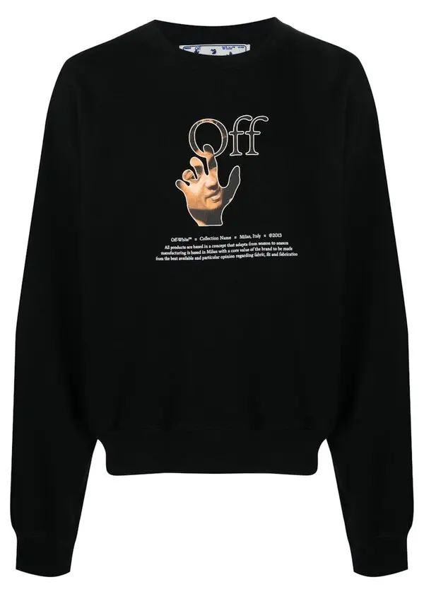 Off-White Caravaggio Hands Off Logo Crewneck Sweatshirt - Black