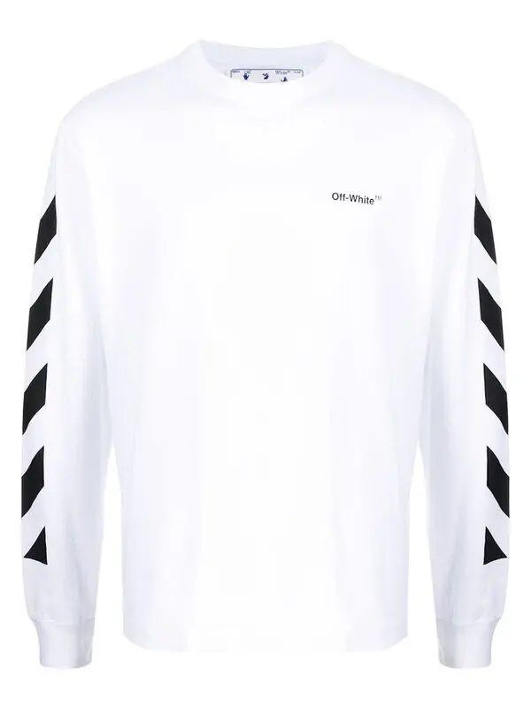 Off-White Off Diagonal Helvetica Long Sleeve T-shirt - White/black