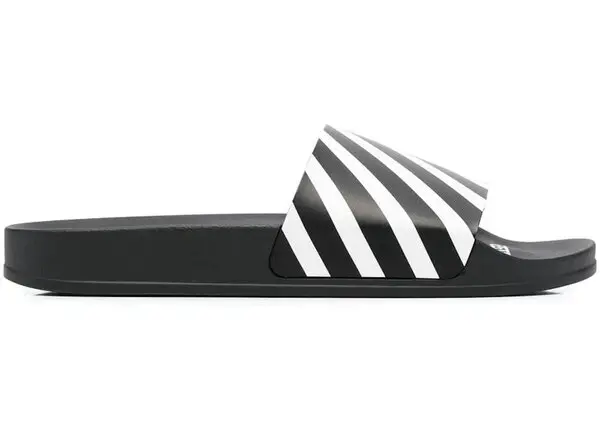 Off-White Diag Stripe Sliders - Black/white
