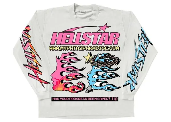 HELLSTAR Pixel Long Sleeve T-shirt - White