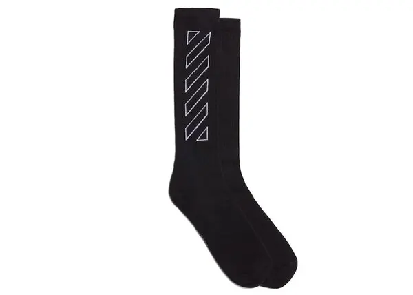 Off-White Diagonals Mid Socks - Black/white Outline