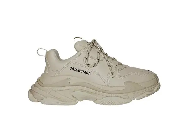 Balenciaga Triple S Faux Leather Sneakers - Beige