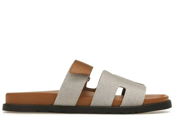Hermès Chypre Canva Sandals - Prunoir/naturel